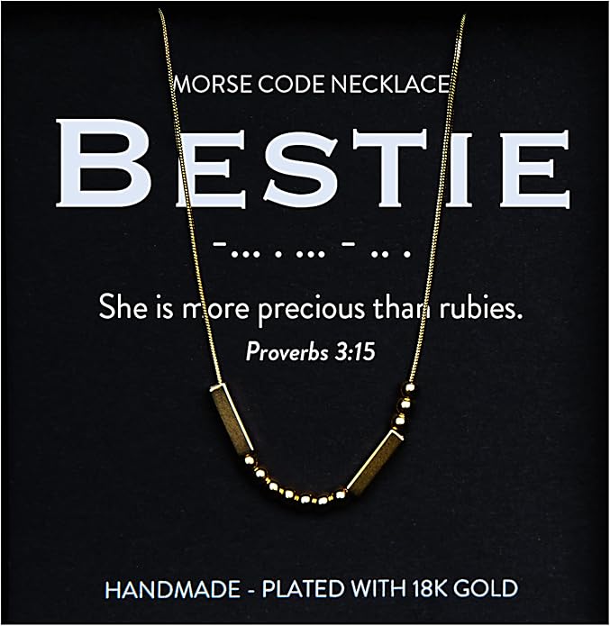 Bestie 18K Gold Chunky Morse Code Necklace | Proverbs 3:15 | Lord's ...