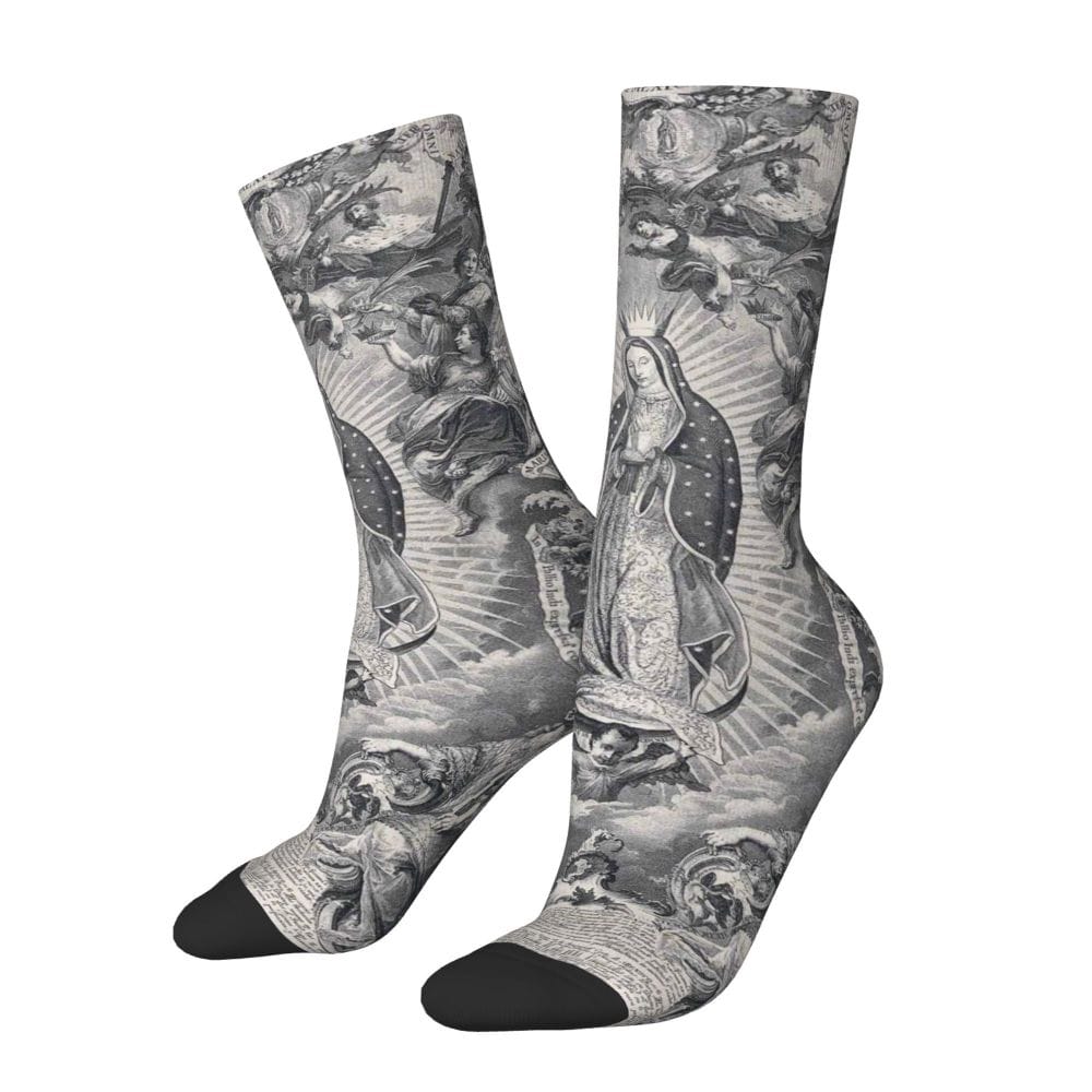 Grayscale Virgin Mary Socks | Religious Socks for Men and Women of ...