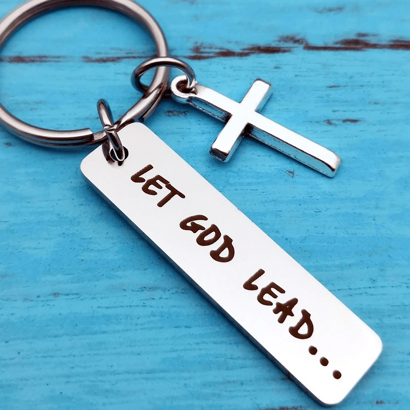 'Let God Lead' Christian Keyring | Religious Quotes Keychain | Lord's ...
