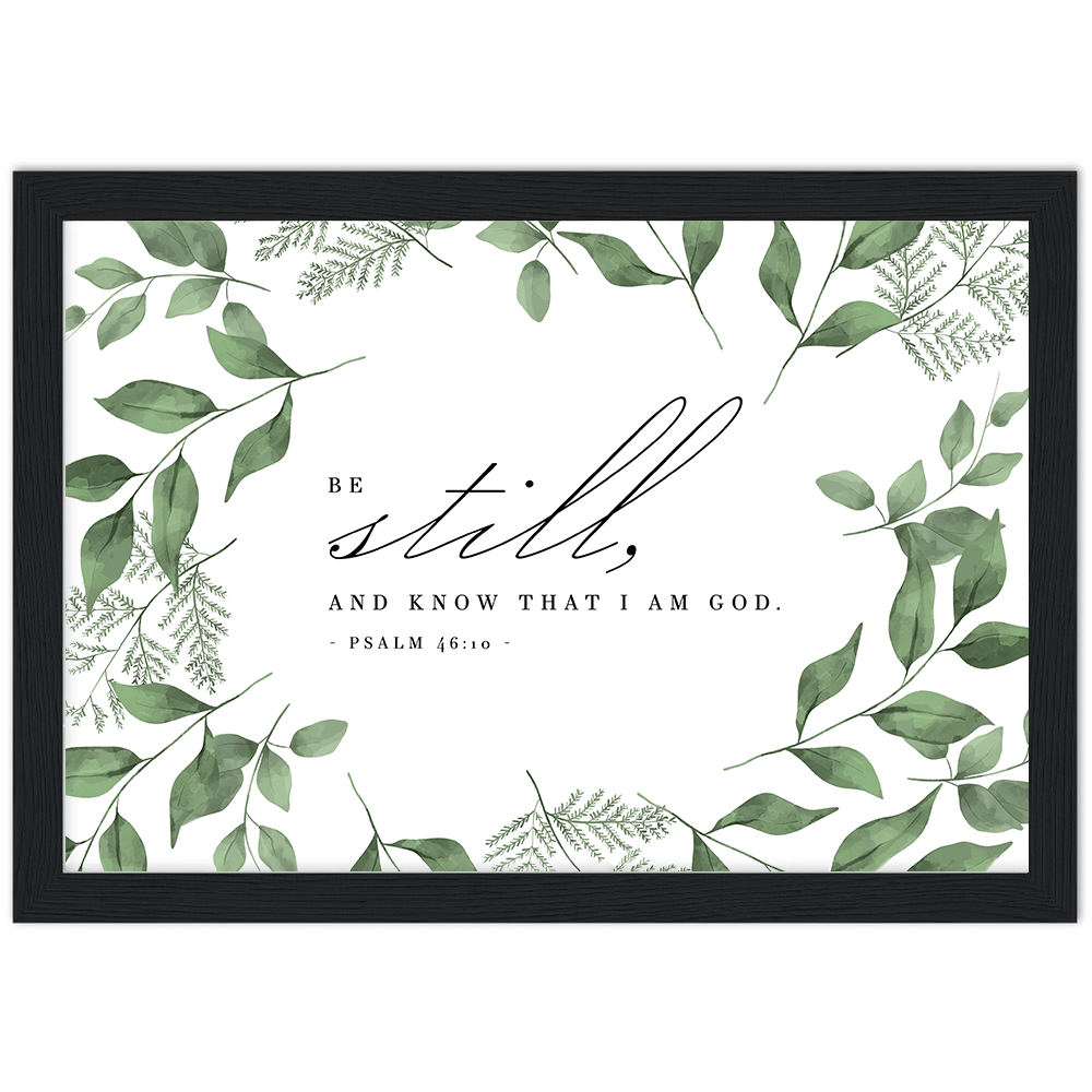 Psalm 46:10 Leaves Border Matte Poster Wooden Frame (A4 Horizontal) or ...