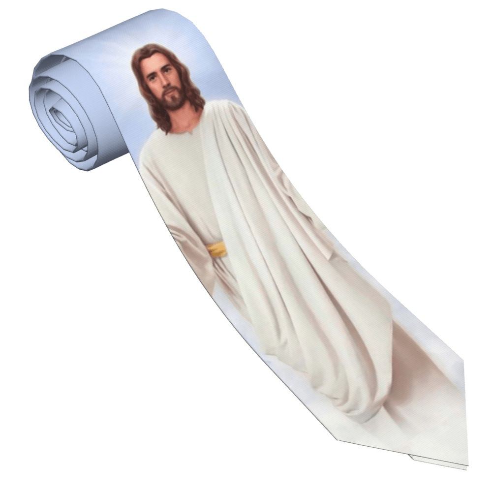 Religious Jesus Print Necktie | Christian Figure Neck Tie | Lord's Guidance