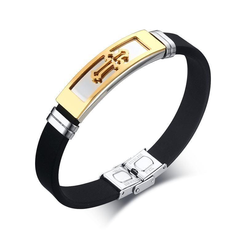 Gold Cross Rubber Bracelet | Lord's Guidance