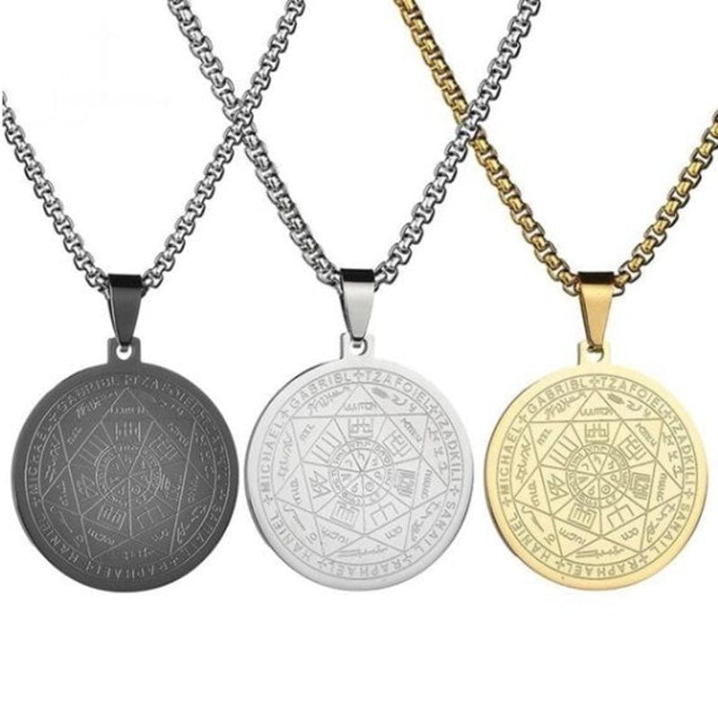 Seven Angels Religious Rune Pendant Necklace | Christian Faith Necklace ...