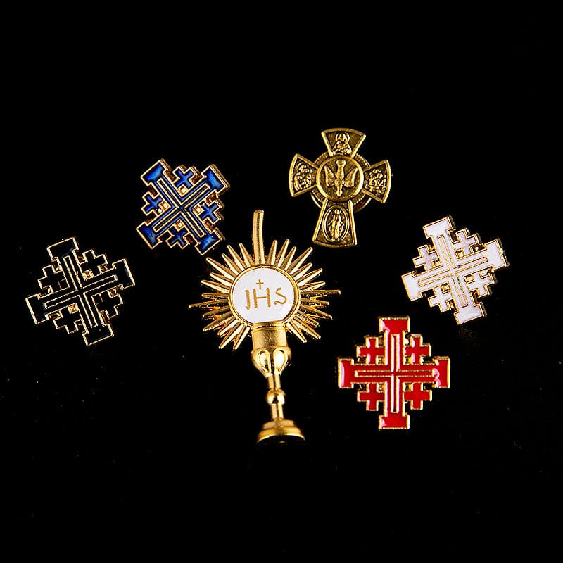Jerusalem Cross Pins | Enamel Christian Faith Cross Pins | Lord's Guidance
