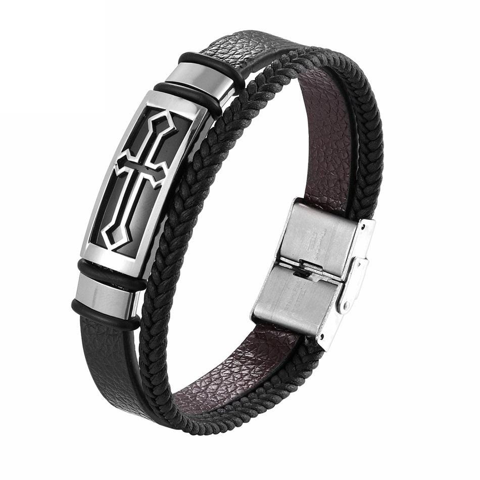 Braided Leather Cross Bracelet | Lord's Guidance