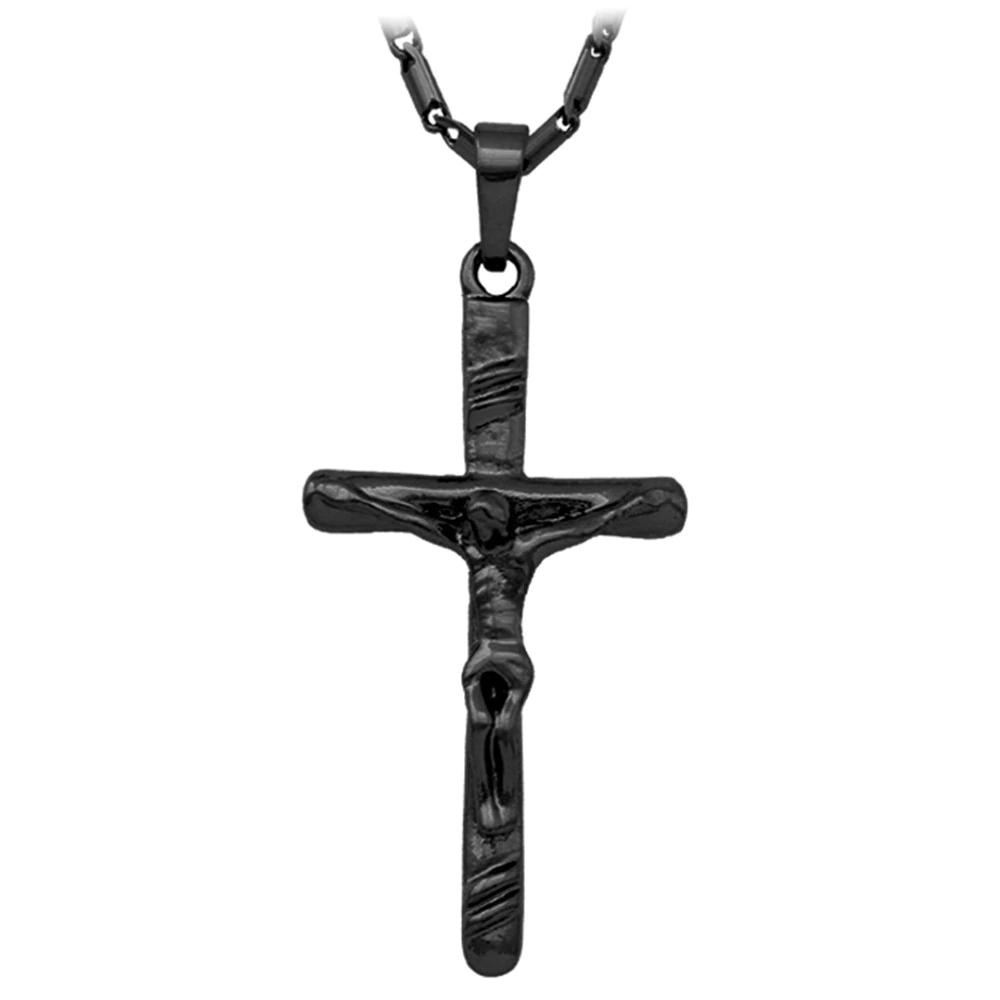 Men's Black Crucifix Cross Necklace | Lord's Guidance